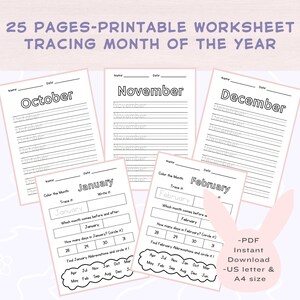 Tracing Month of the Year Worksheet|months Coloring Pages|printable ...