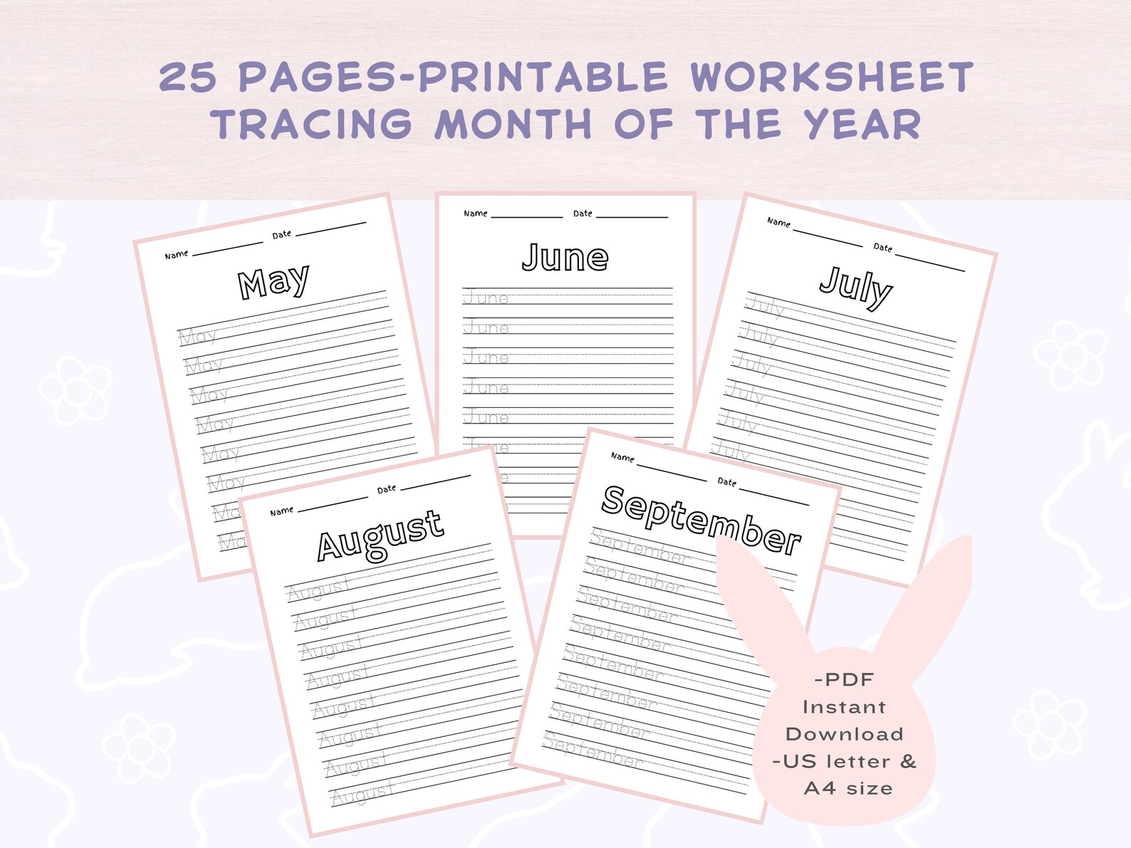 Tracing Month of the Year Worksheetmonths Coloring Pagesprintable ...