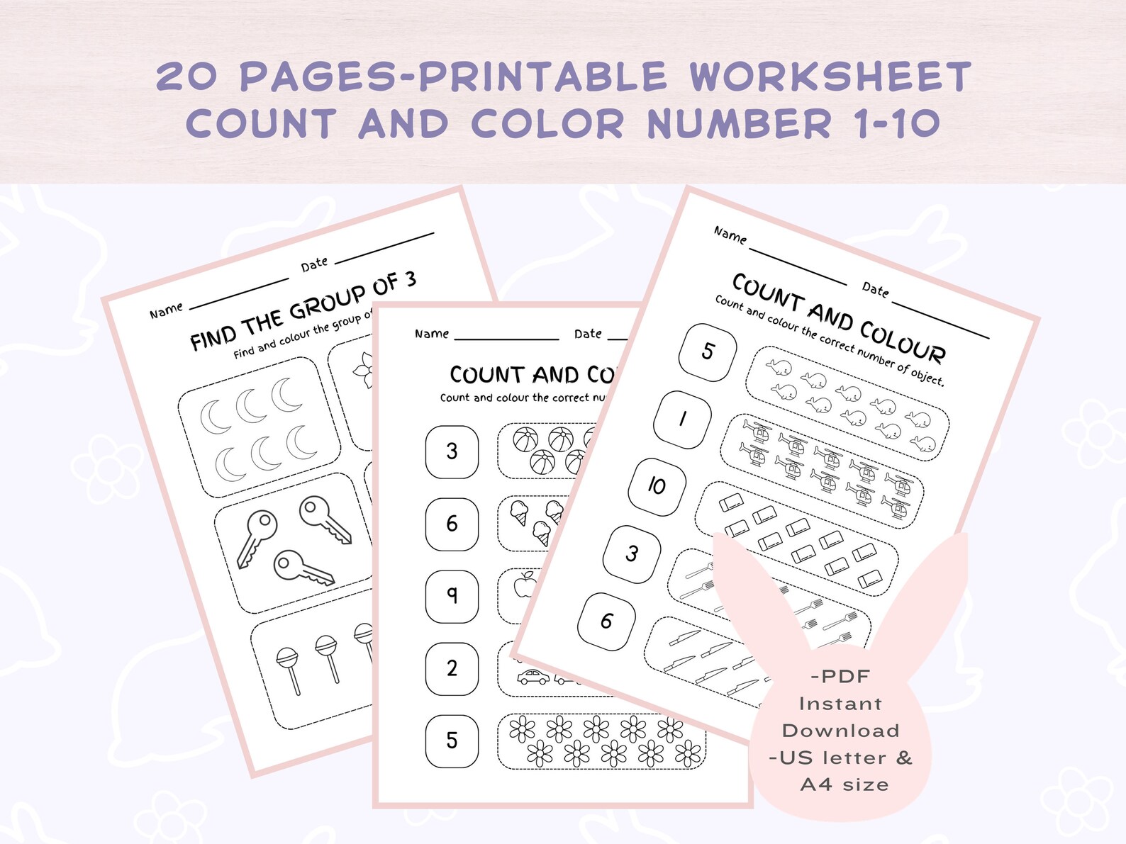 Count and Color Number 1-10 Preschool Printable Worksheetstoddler ...