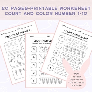 Count and Color Number 1-10 Preschool Printable Worksheets|toddler ...