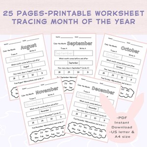 Tracing Month of the Year Worksheet|months Coloring Pages|printable ...