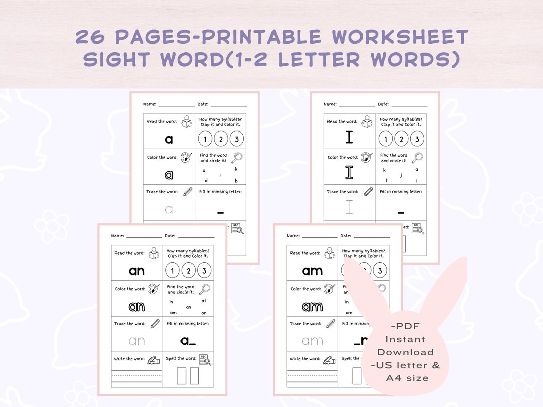 Sight Word Worksheet: One & Two Letter Handwriting Practice (PDF ...