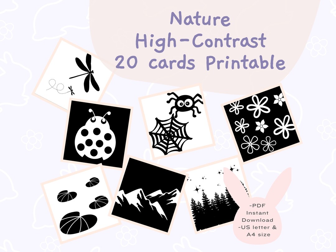 PRINTABLE 20 Black and White High Contrast Cards| Nature Collection ...