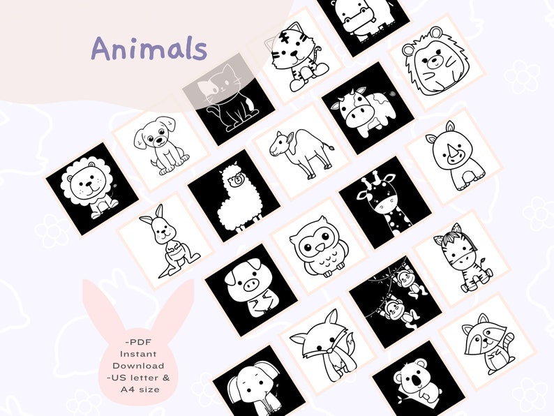 PRINTABLE BUNDLE 120 High Contrast Baby Sensory Flash Cards | Black and ...