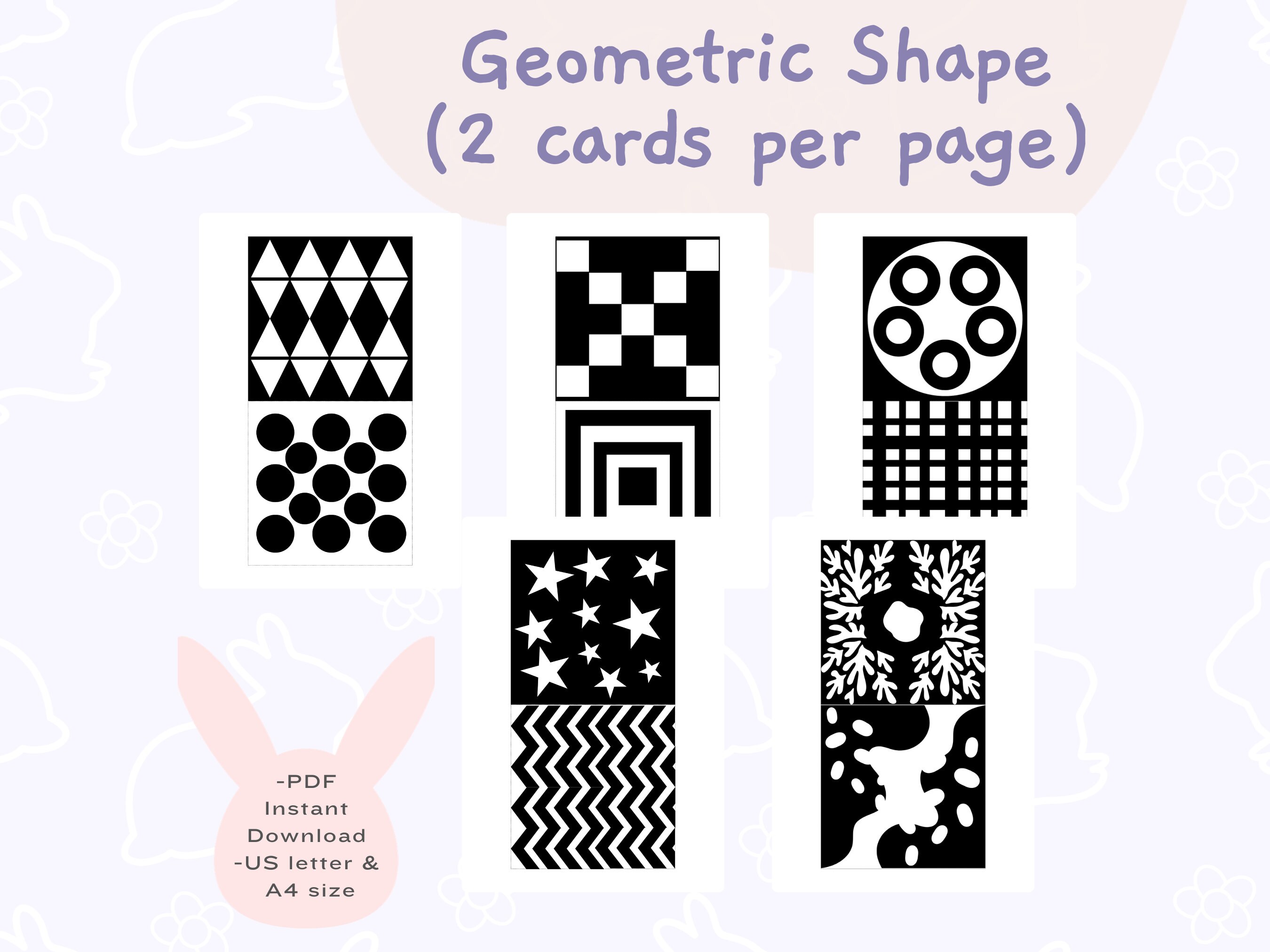 PRINTABLE 20 Black and White High Contrast Cards| Geometric Shapes ...