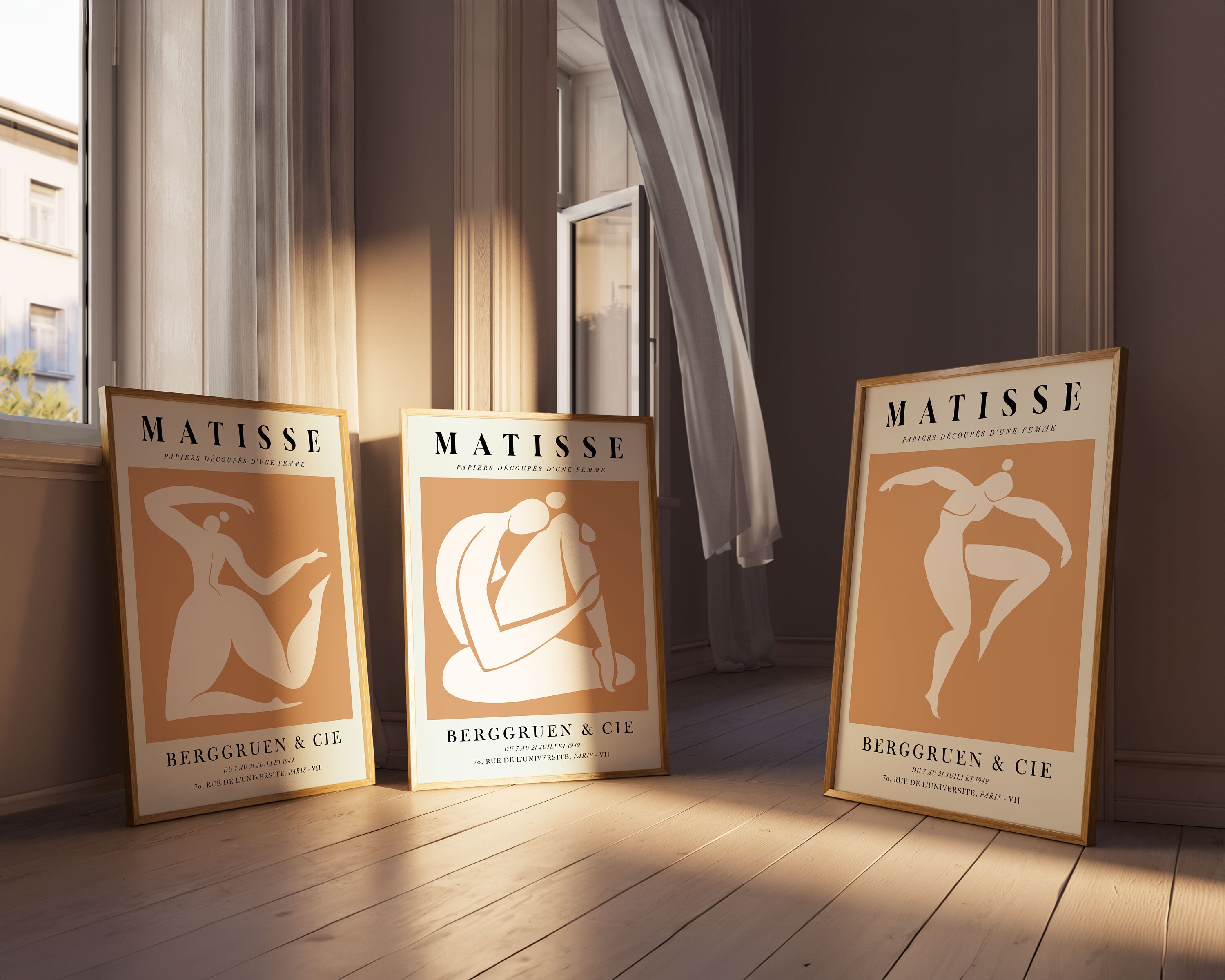 Henri Matisse Coral Orange Figures Posters Set of 3 Printables ...