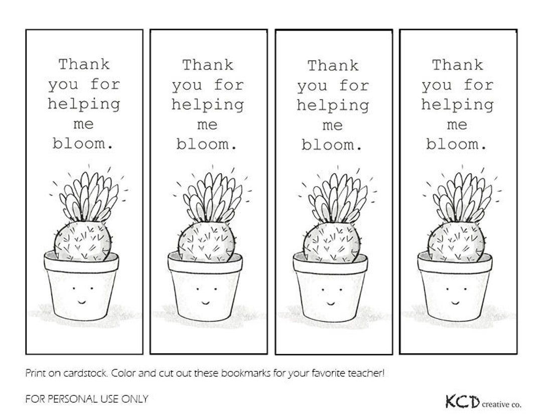 Teacher Appreciation Cactus Bookmark - Etsy