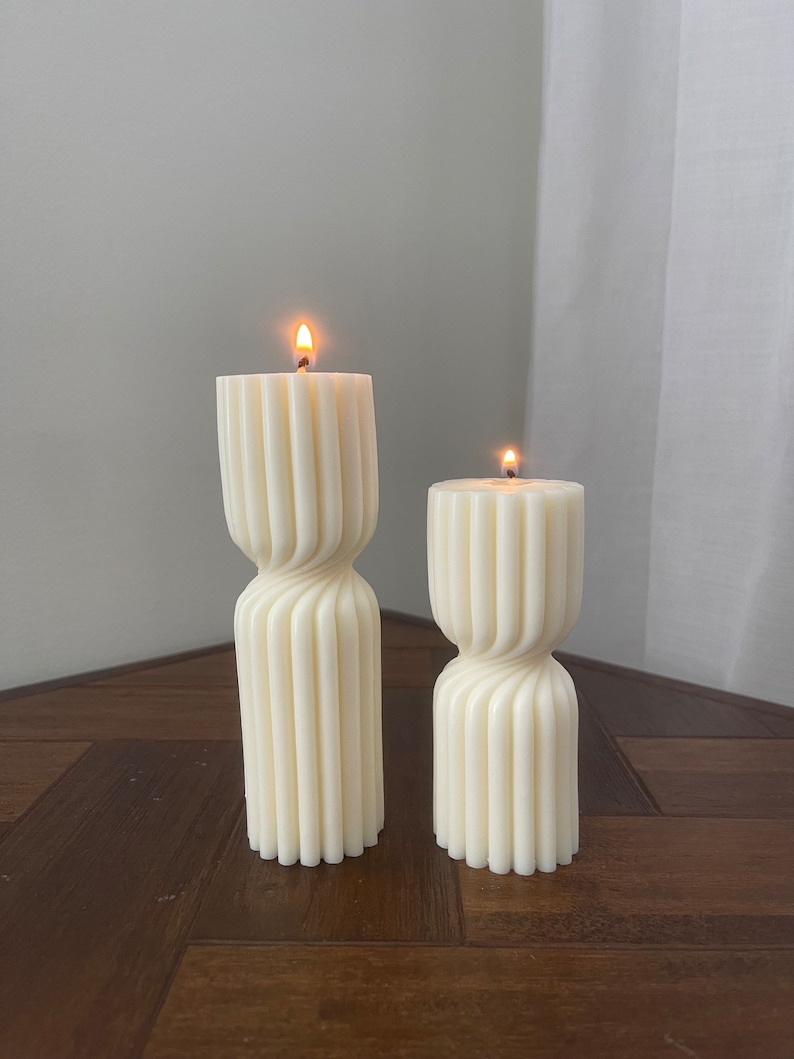 HOURGLASS CANDLE • Twist Ribbed Pillar Candle Bombonierre Candle Favour ...