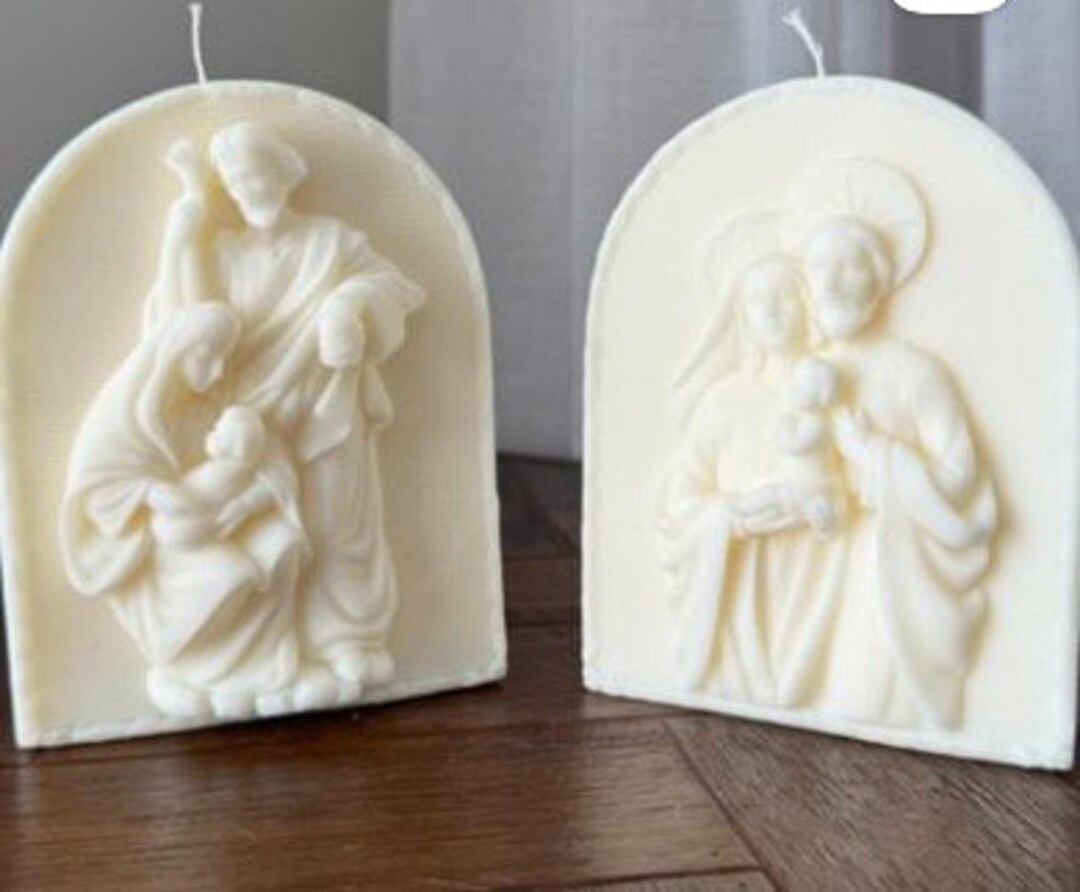 HOLY FAMILY CANDLE • Nativity Candle • Christmas • Mary • Joseph ...