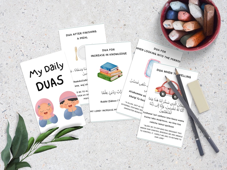 Printable Kids Dua Cards Islamic Digital Download, Muslim Children ...