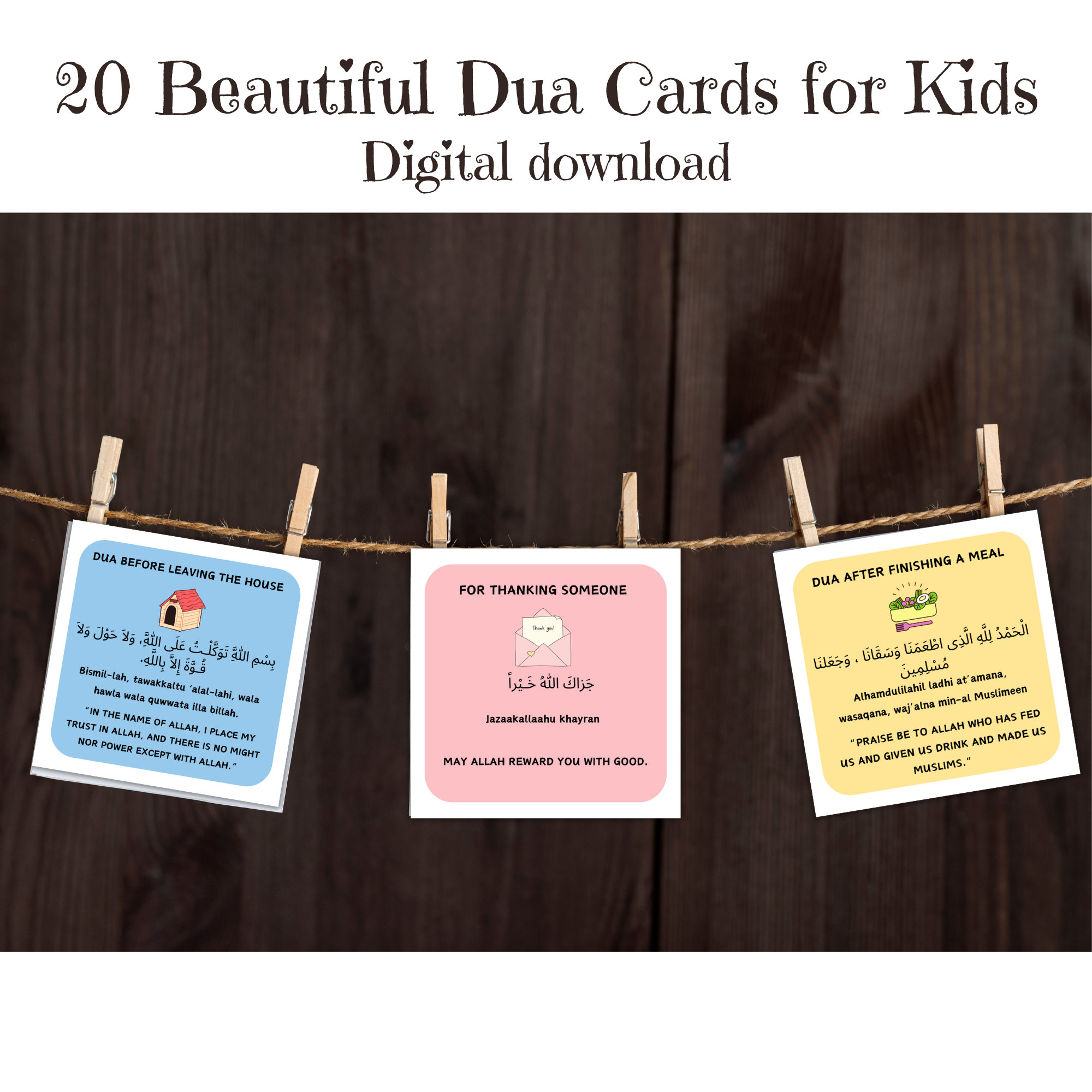 Printable Dua Cards, Islamic Affirmations Cards, 99 Names of Allah ...