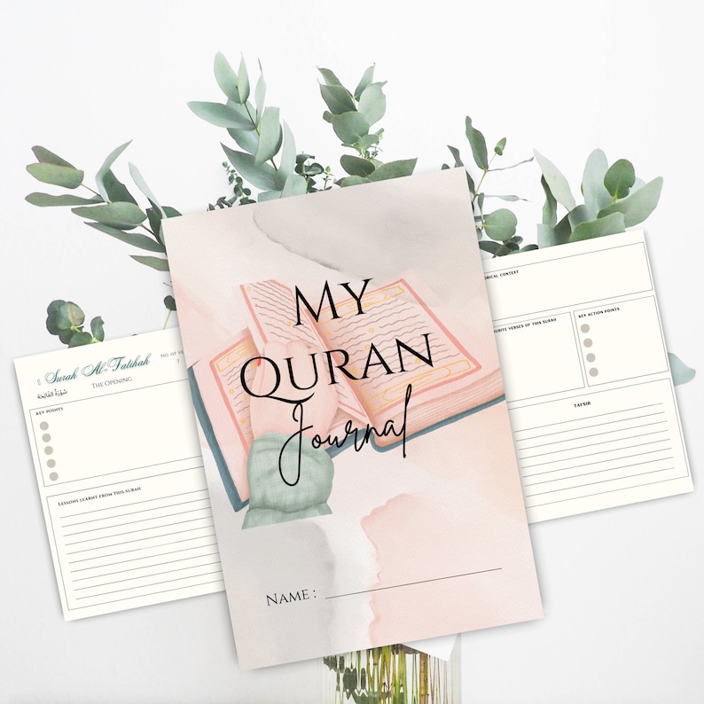 120 Page Quran Journal, Printable Journal,tafsir Planner, Digital Quran ...