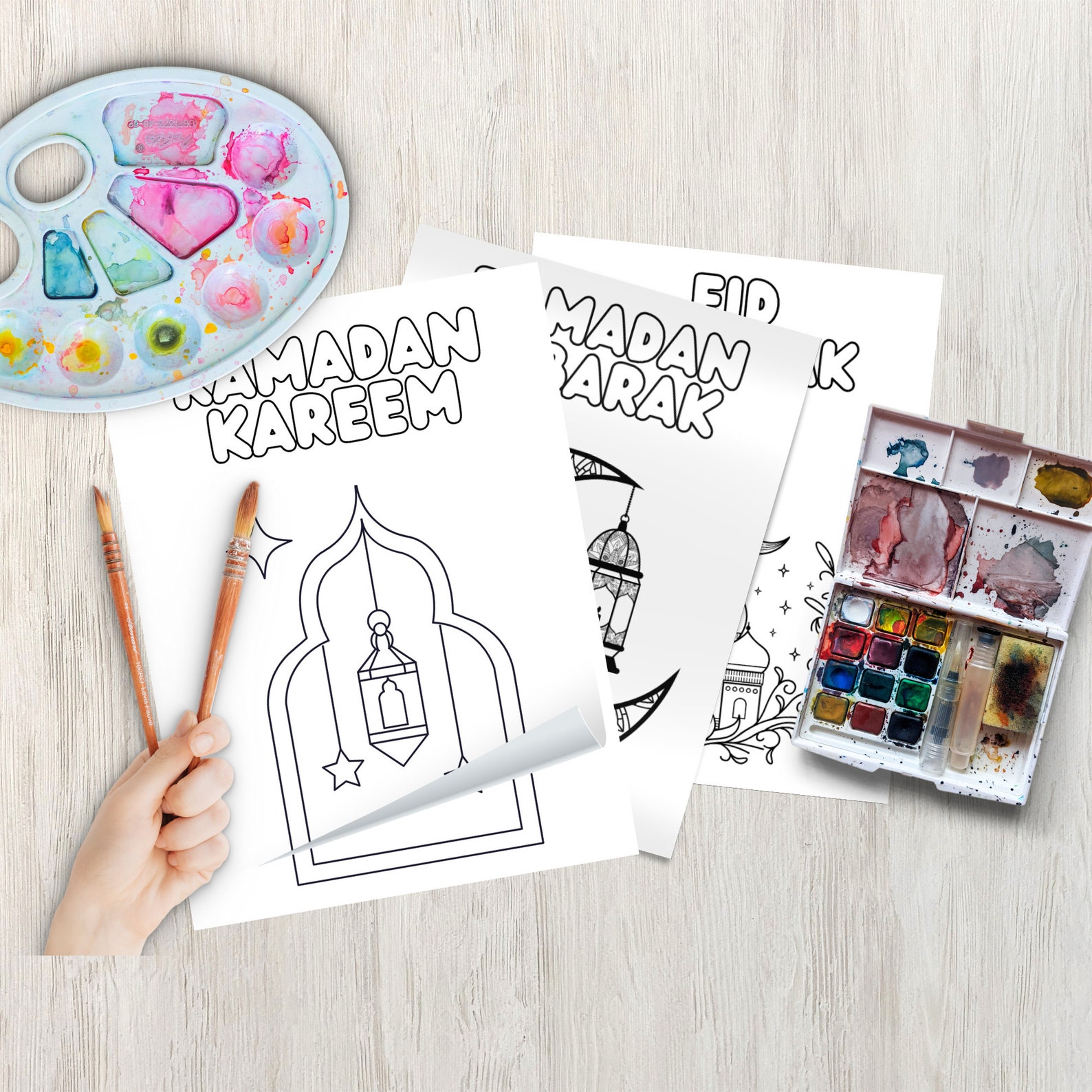 Colouring Eid & Ramadan Cards, Printable Eid Cards, Islamic Kids ...