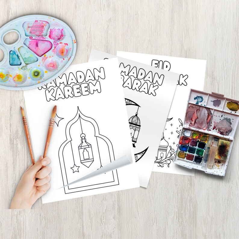 Colouring Eid & Ramadan Cards, Printable Eid Cards, Islamic Kids ...