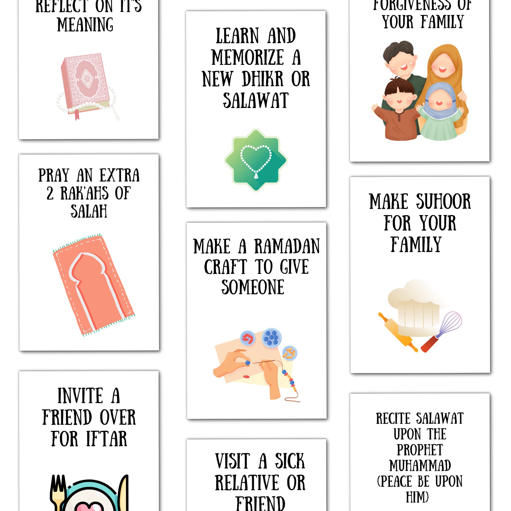 Good Deeds Cards , Printable Islamic Ramadan Flashcards for Kids ...