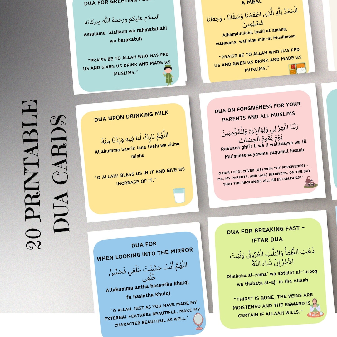 20 Kids Dua Cards Printable Duas Dua Flashcards Dua Cards - Etsy
