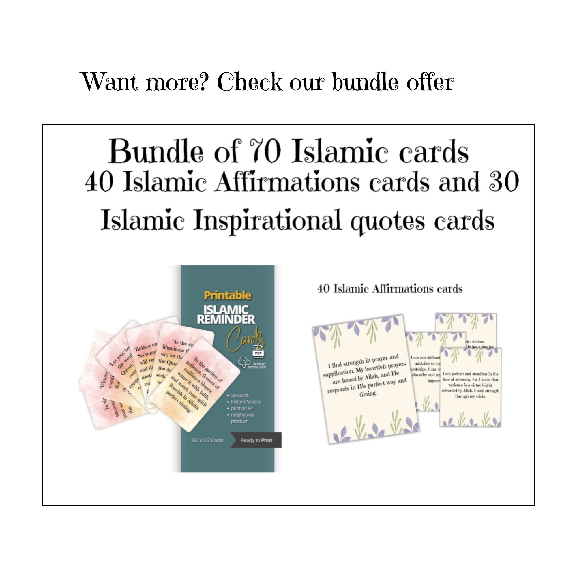 30 Islamic Inspirational Cards,printable & Digital Muslim Flashcards ...