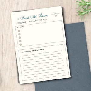 120 Page Quran Journal, Printable Journal,tafsir Planner, Digital Quran ...