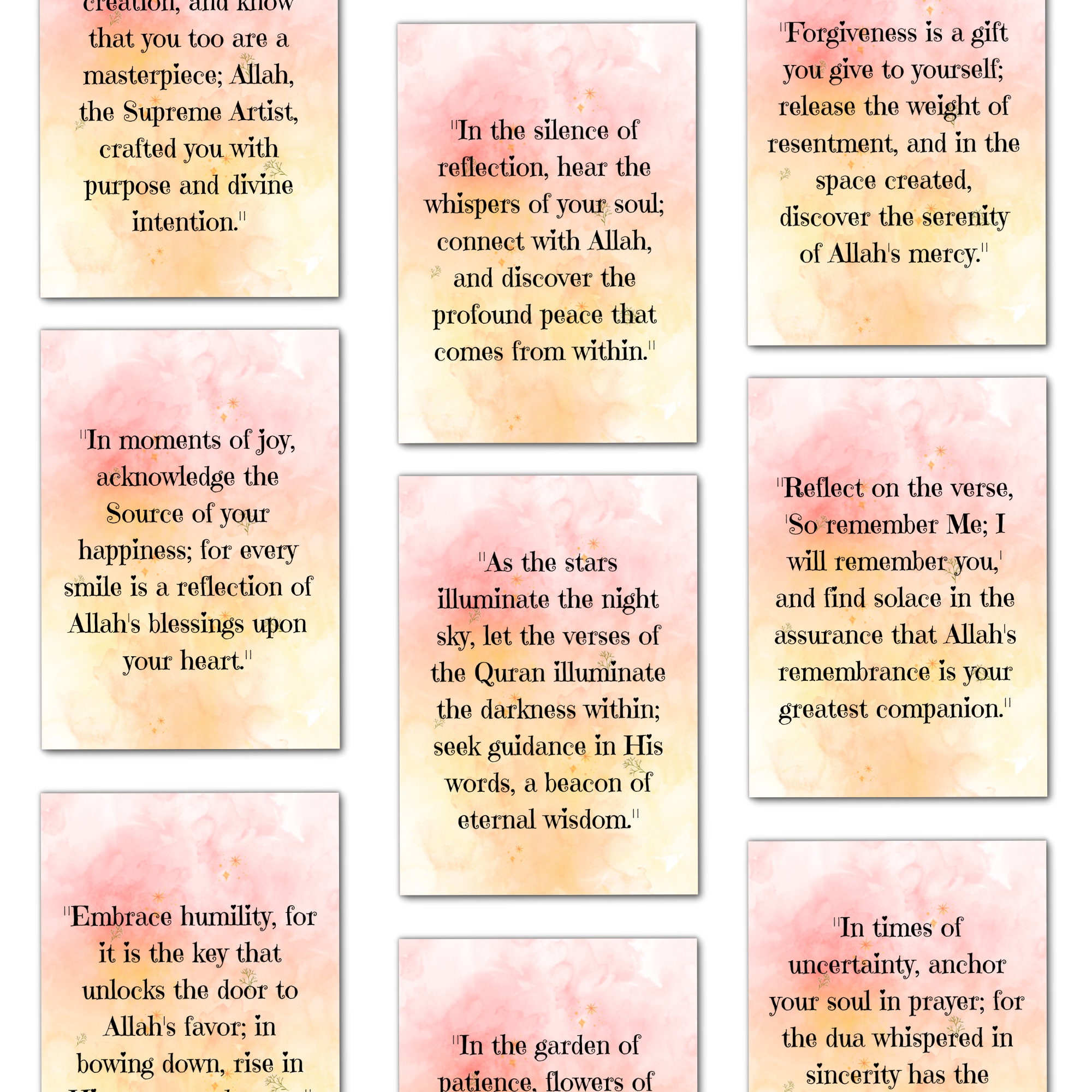 30 Islamic Inspirational Cards,printable & Digital Muslim Flashcards ...