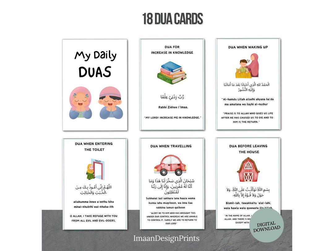 Printable Kids Dua Cards Islamic Digital Download, Muslim Children ...