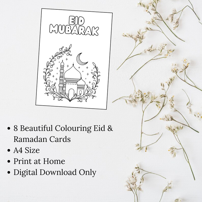 Colouring Eid & Ramadan Cards, Printable Eid Cards, Islamic Kids ...