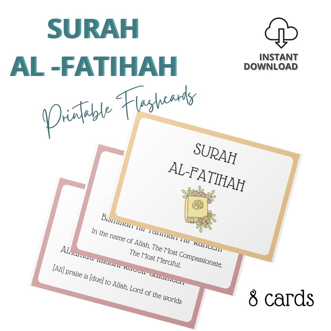 Surah Al Fatiha Flashcards, Islamic Cards for Muslim Children ...