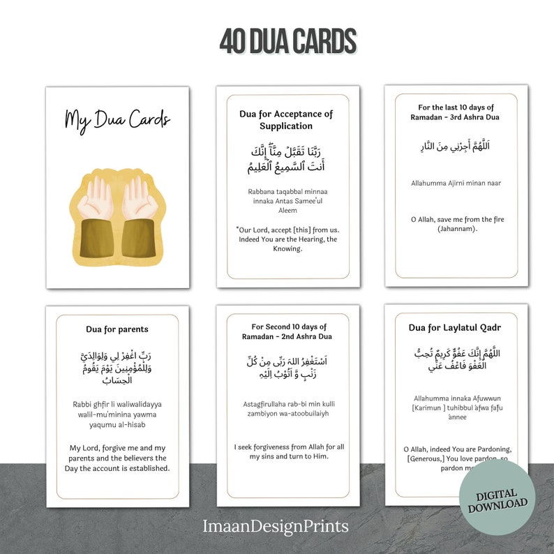 Dua Cards, Islamic Prayer Cards, Printable Ramadan Dua Cards, Dua Cards ...