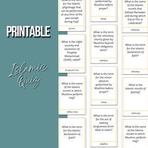 Islamic Trivia Game, Printable Islamic Question Cards, Ramadan Muslim ...