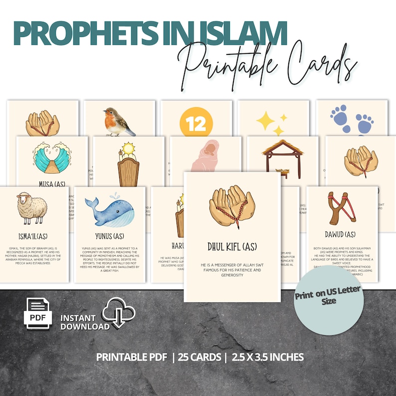 25 Prophets in the Quran & Islam. Islamic Printable and Digital Cards ...