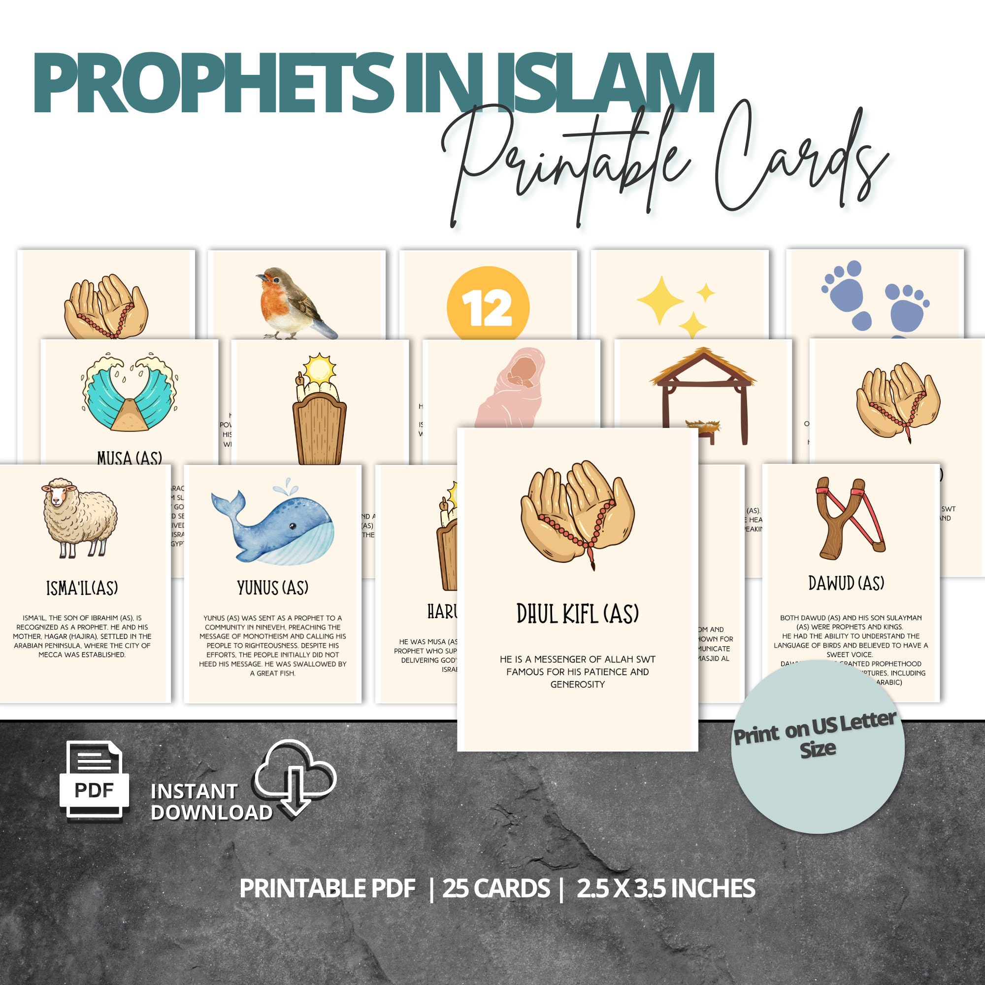 25 Prophets in the Quran & Islam. Islamic Printable and Digital Cards ...