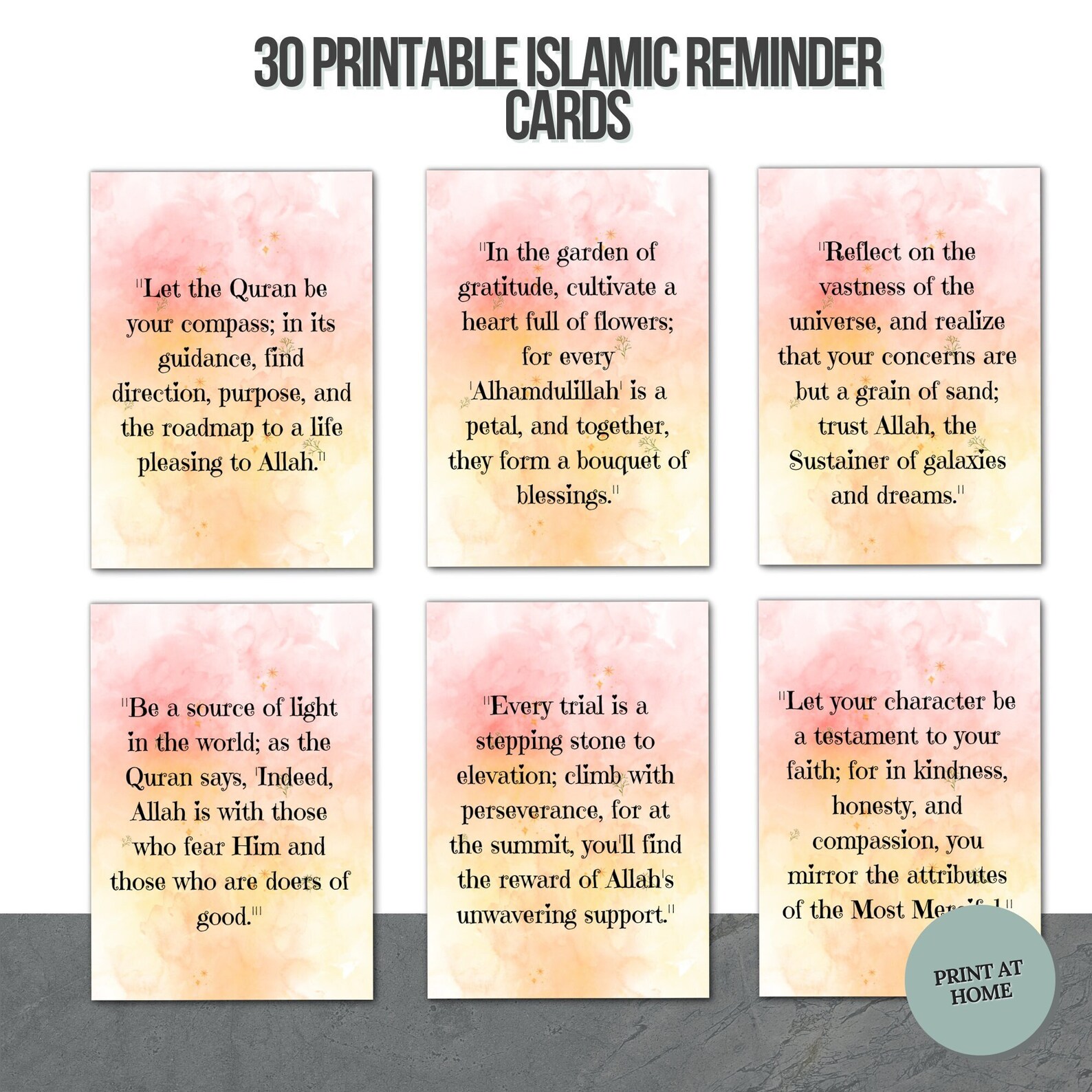 30 Islamic Inspirational Cards,printable & Digital Muslim Flashcards ...