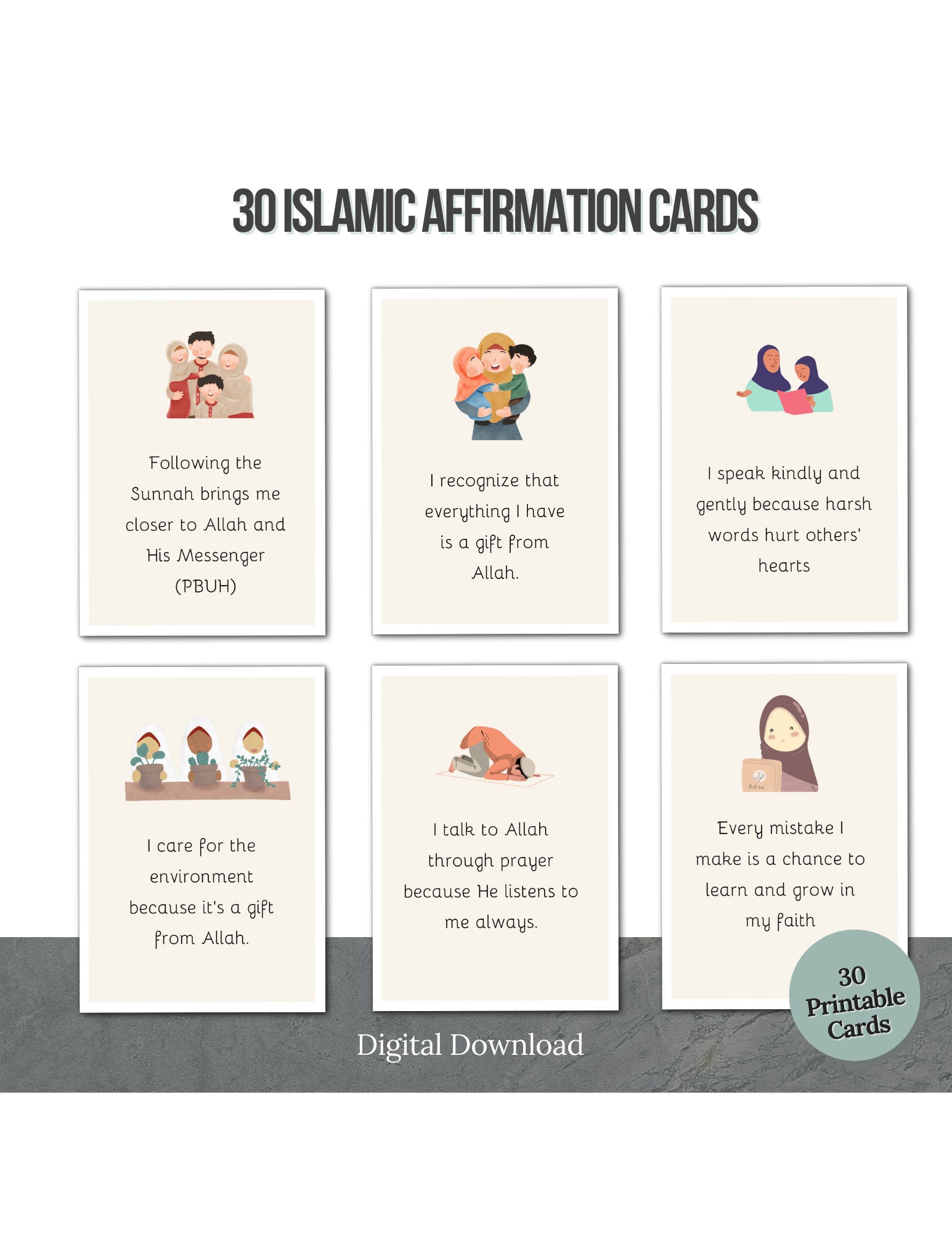 Islamic Digital Affirmations Cards for Muslims, Kids , Children's ...