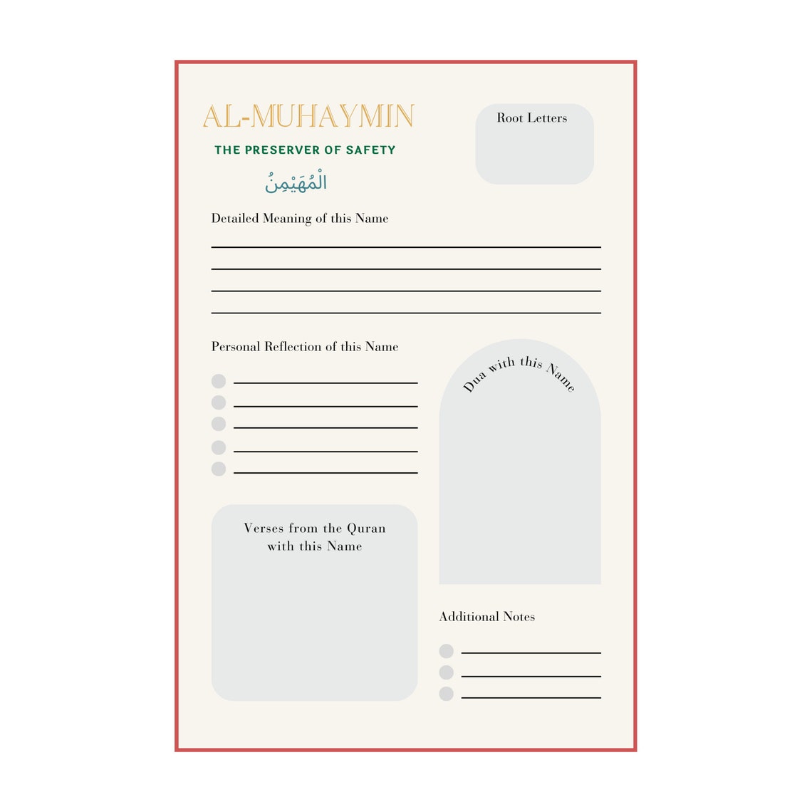 99 Names of Allah Printable Journal, Asmaul Husna Digital Journal ...