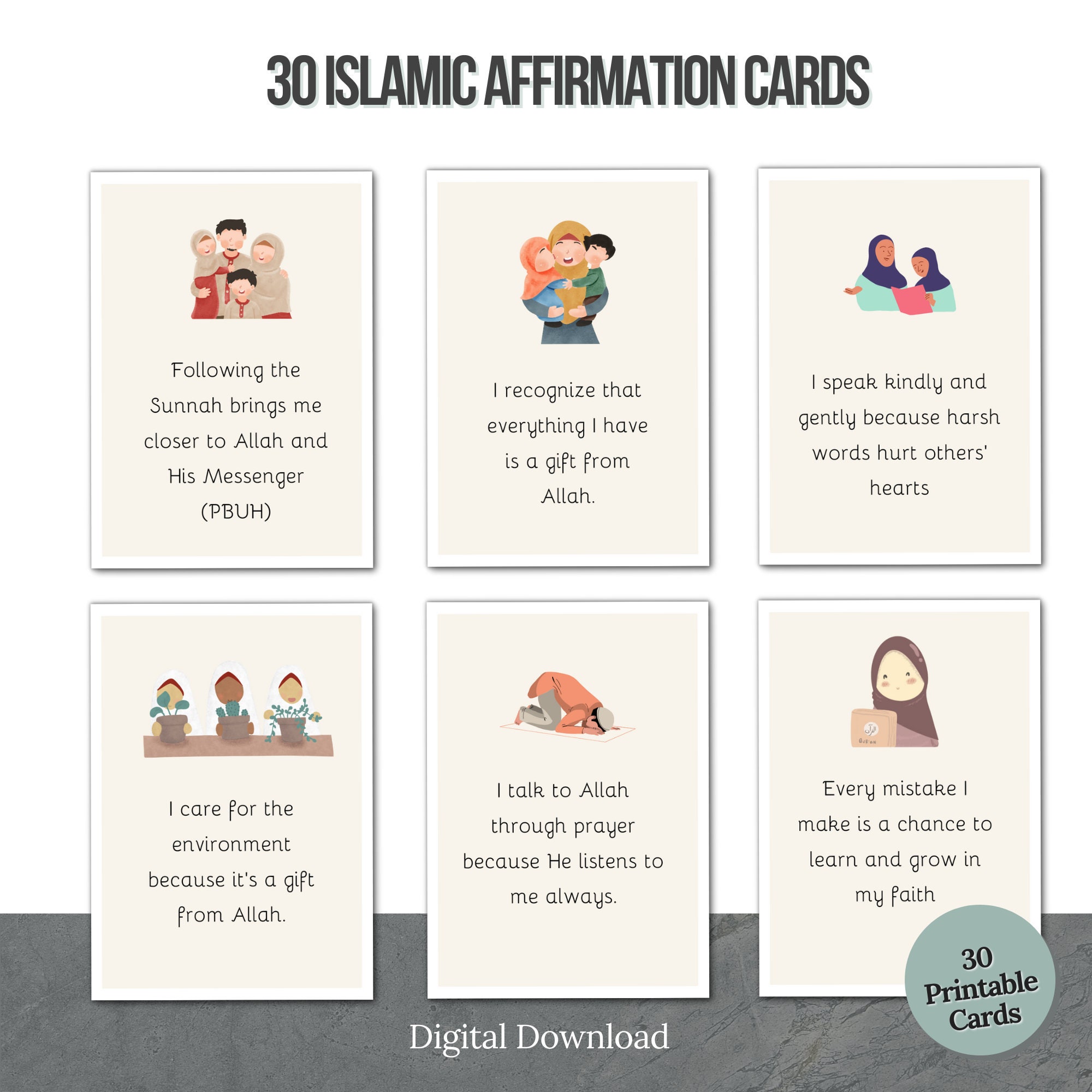 Printable Dua Cards, Islamic Affirmations Cards, 99 Names of Allah ...