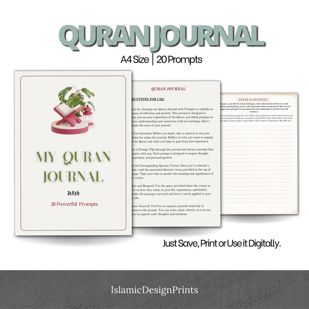 Quran Journal, Quran Study Workbook, Tafseer, Printable Journal Prompts ...