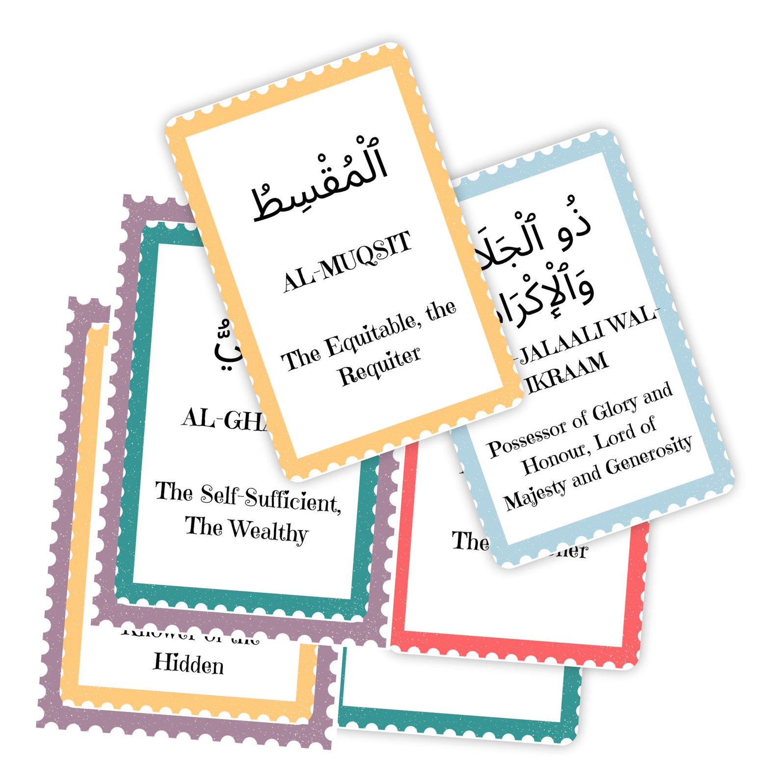 99 Names of Allah Flashcards, Asma Ul Husna, Printable Islamic Cards ...