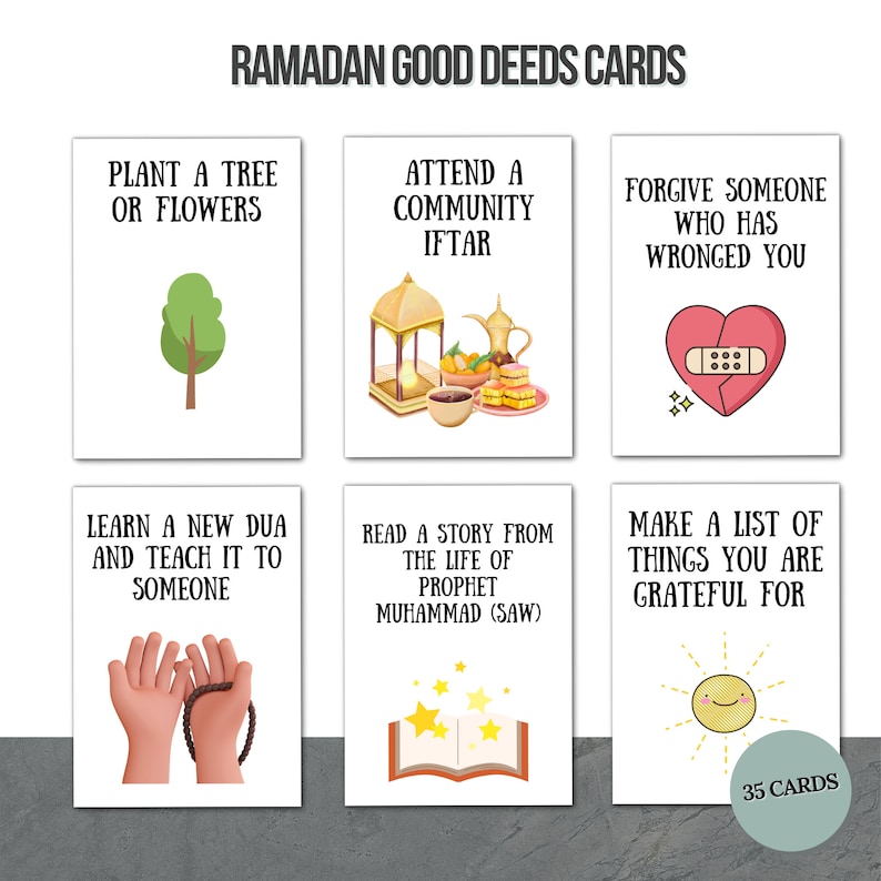 Good Deeds Cards , Printable Islamic Ramadan Flashcards for Kids ...