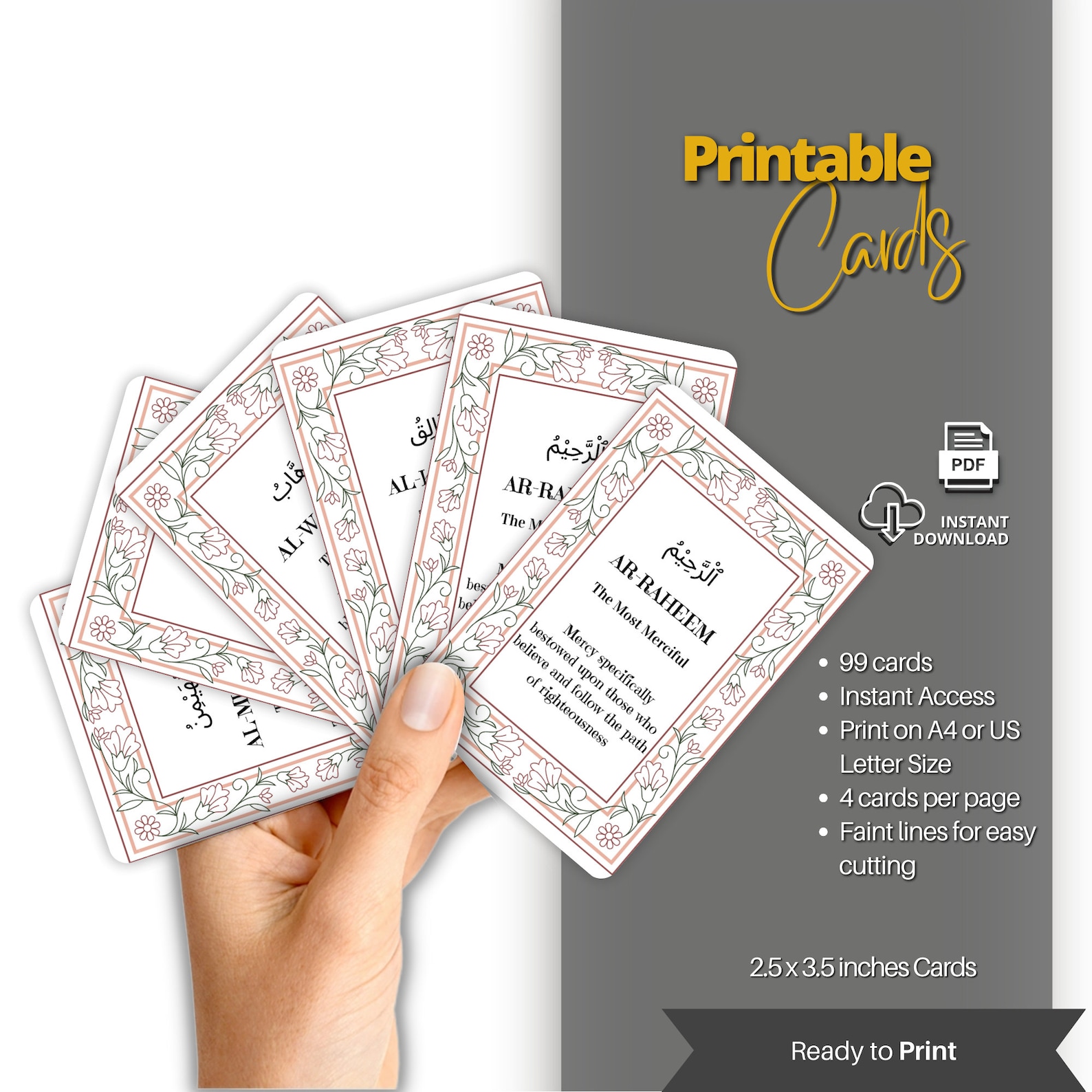 99 Names of Allah Flashcards , Islamic Flashcards, Printable Digital ...