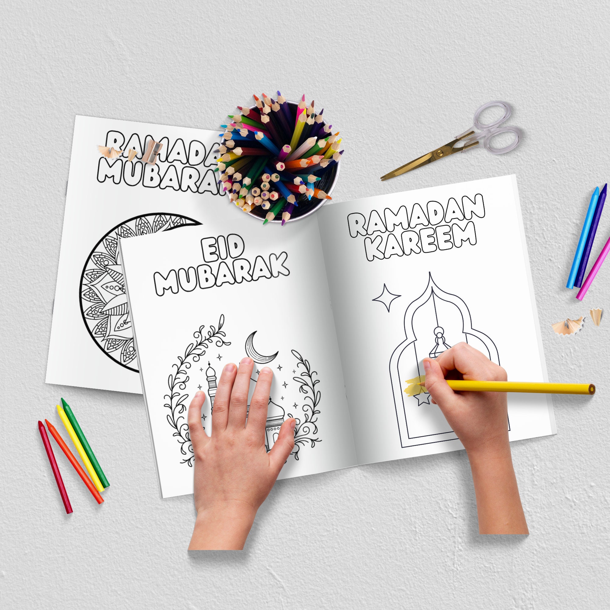 Colouring Eid & Ramadan Cards, Printable Eid Cards, Islamic Kids ...