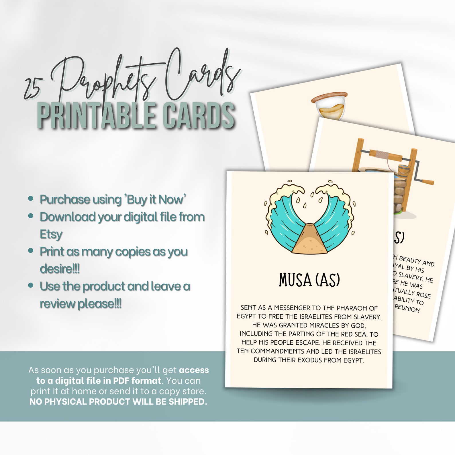 25 Prophets in the Quran & Islam. Islamic Printable and Digital Cards ...