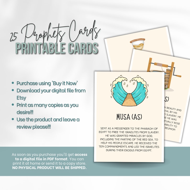 25 Prophets in the Quran & Islam. Islamic Printable and Digital Cards ...