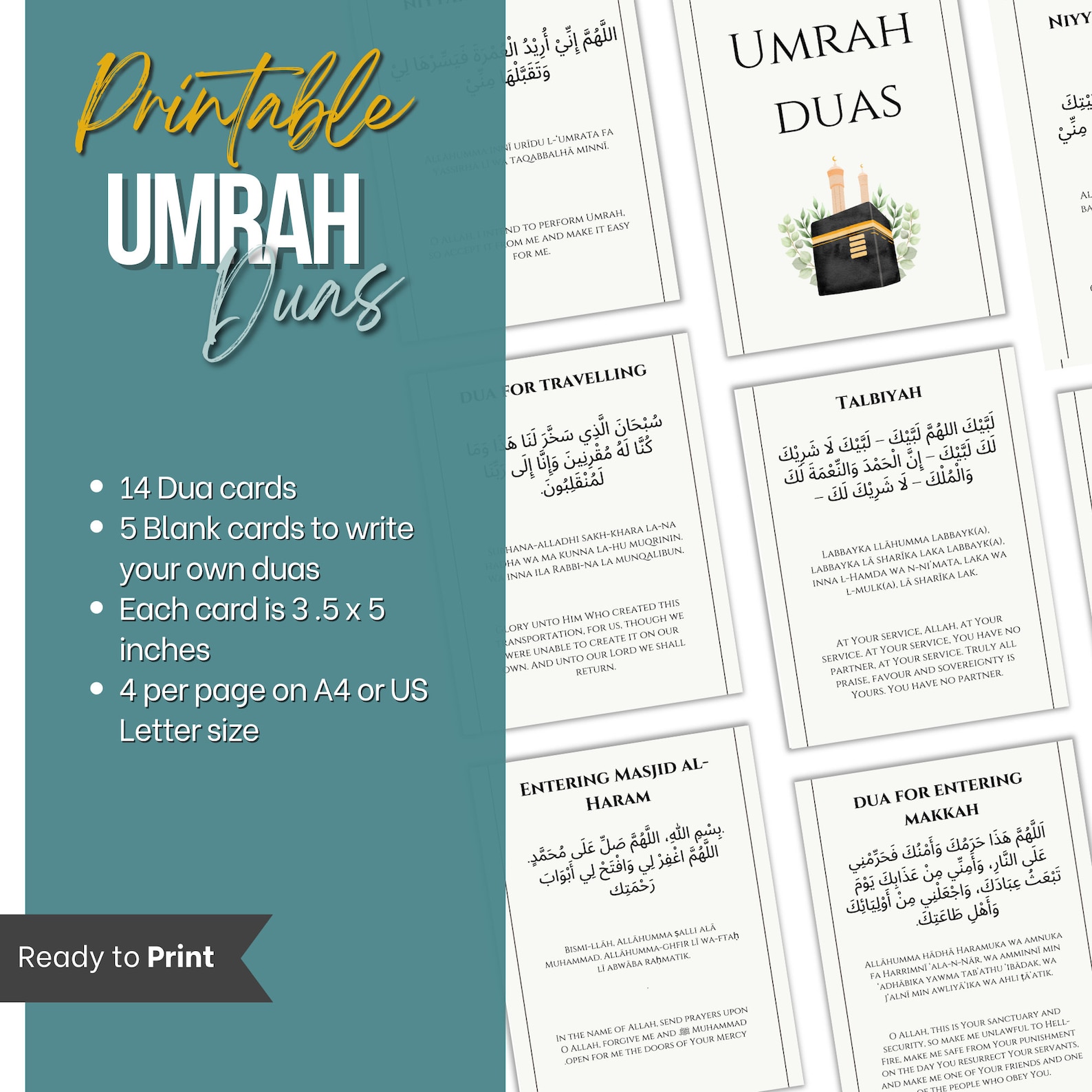 Umrah Dua Cards, Flashcards, Printable Umrah Pdf, Umrah Guide, Digital ...