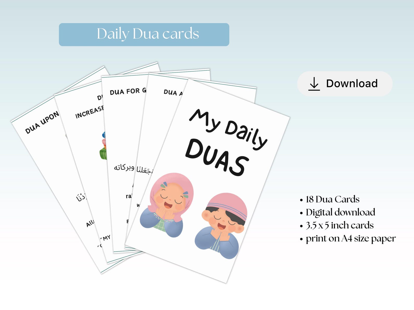 Printable Kids Dua Cards Islamic Digital Download, Muslim Children ...