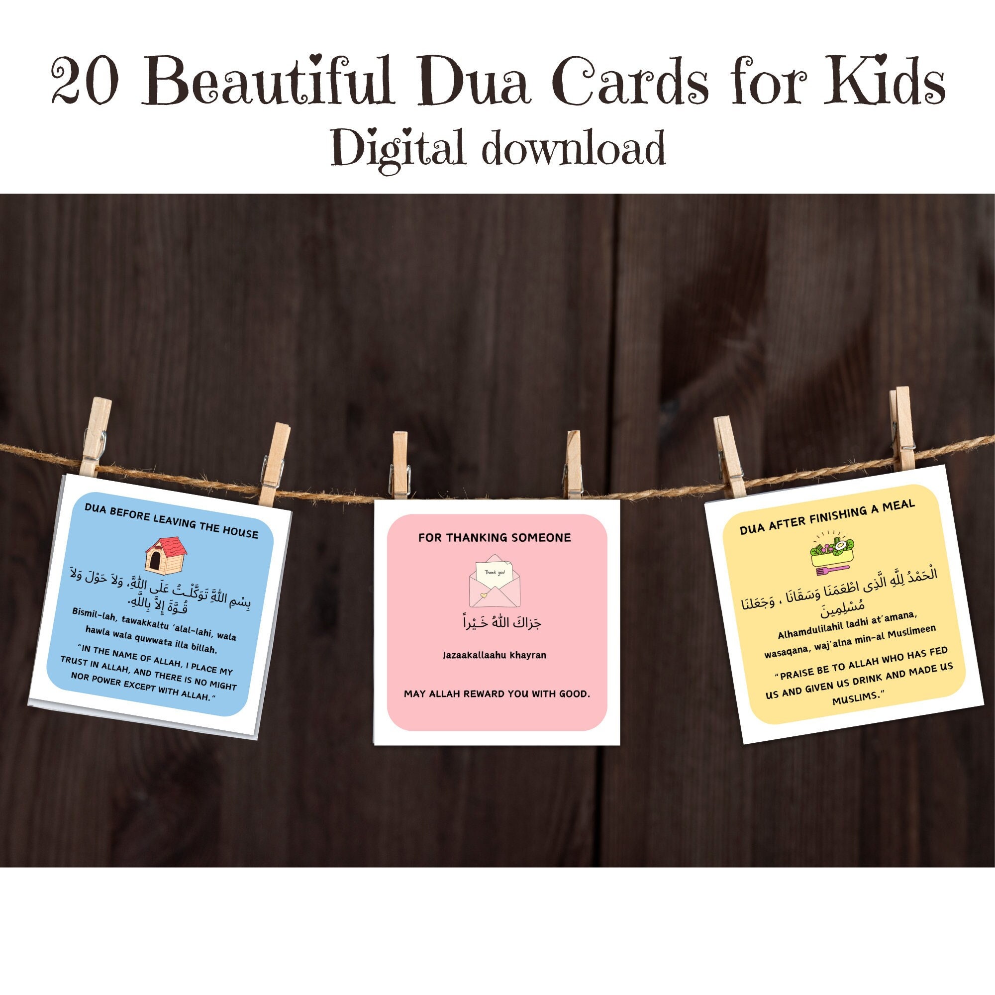 Dua Cards for Kids, Printable Duas, Kids Dua Flashcards, Muslim Daily ...