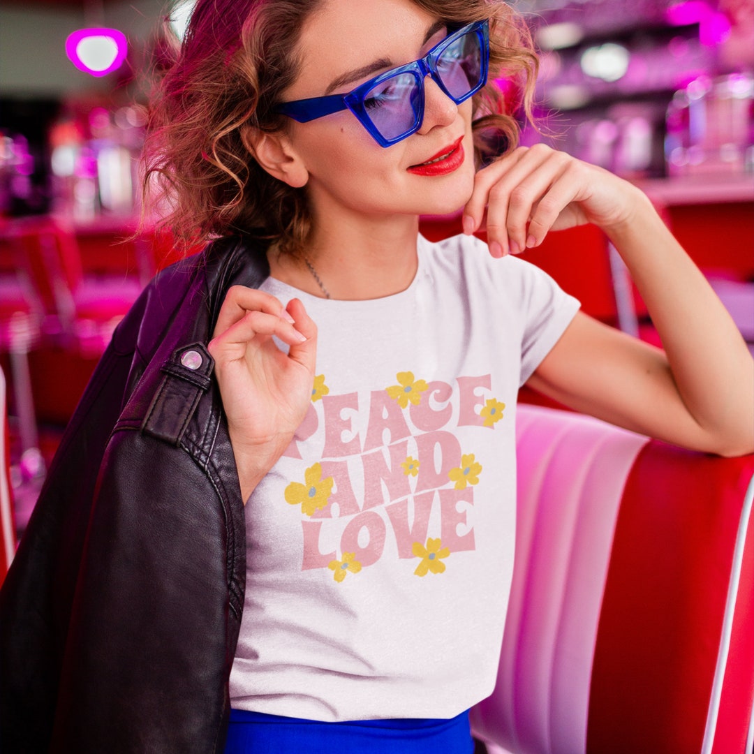 Peace and Love Flower Power Tee Retro-inspired Unisex T-shirt, Multiple ...