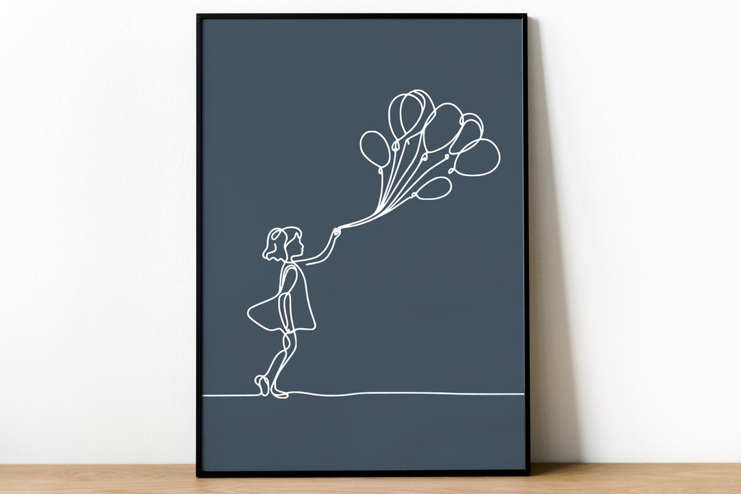 Banksy Balloon Girl Line Art Print Urban Life Collection - Etsy