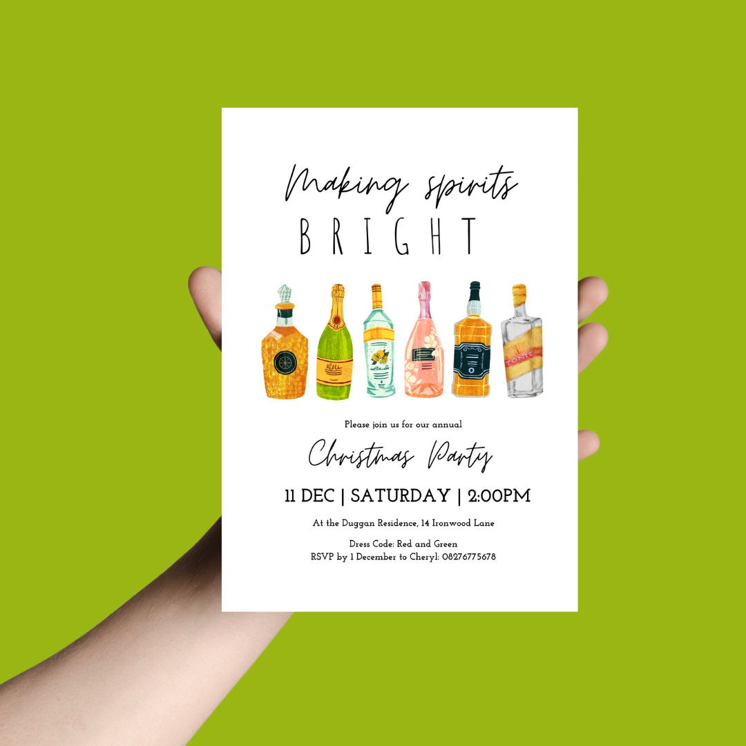 Making Spirits Bright Christmas Invite Oh What Fun - Etsy