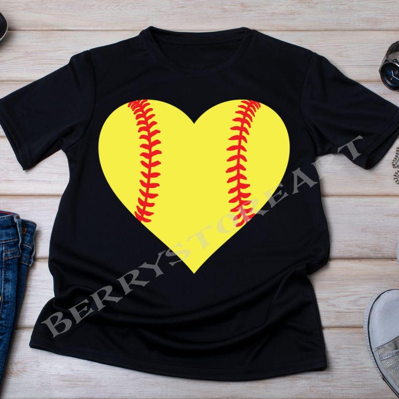 Softball Heart SVG: Love Vector Cut File - Etsy