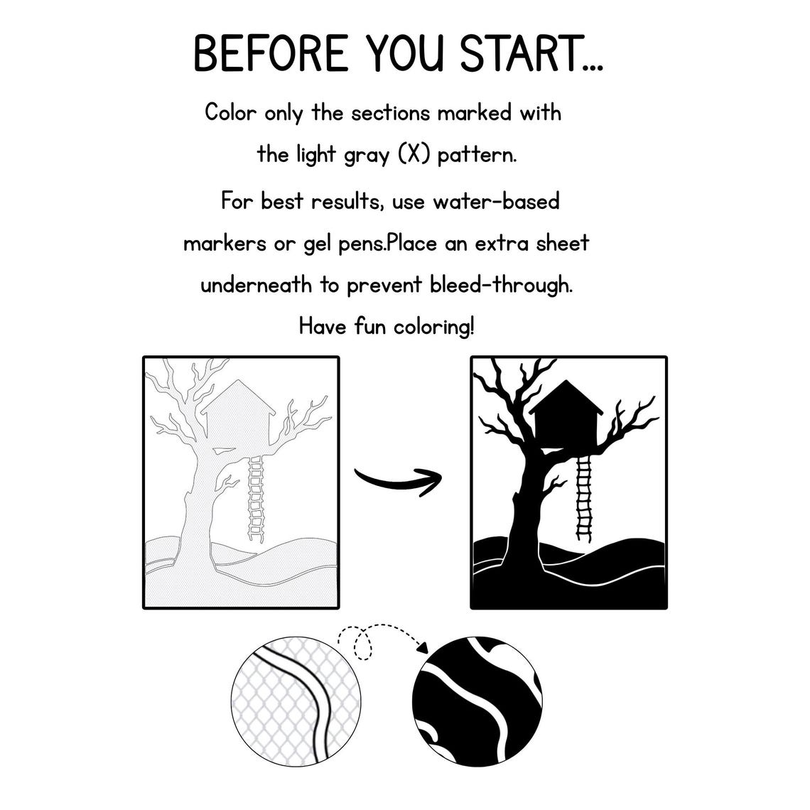 Monochrome Coloring Pages: One Color Nature Escapes (PDF, PNG Download ...
