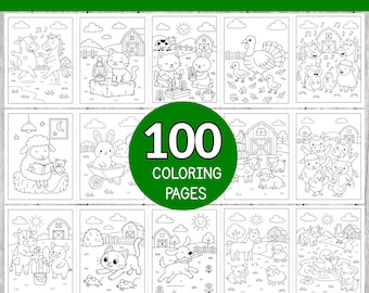 On the Farm A Coloring Book for Kids, Farm Animals, Tractor Coloring ...